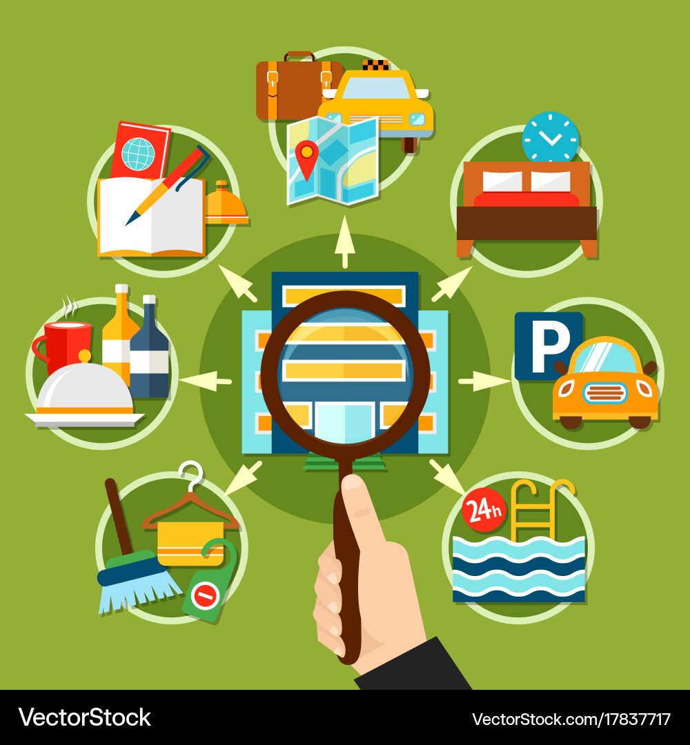 Hotel decorative round icons set Royalty Free Vector Image