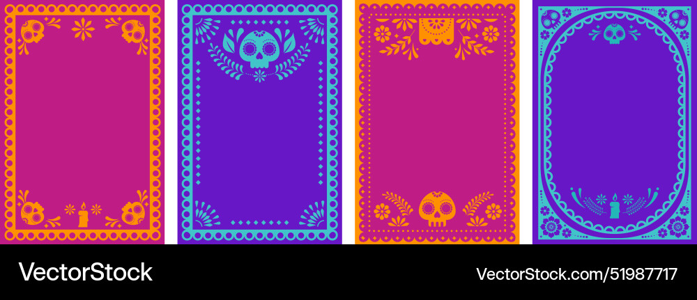 Mexican frames collection wedding cinco de mayo Vector Image
