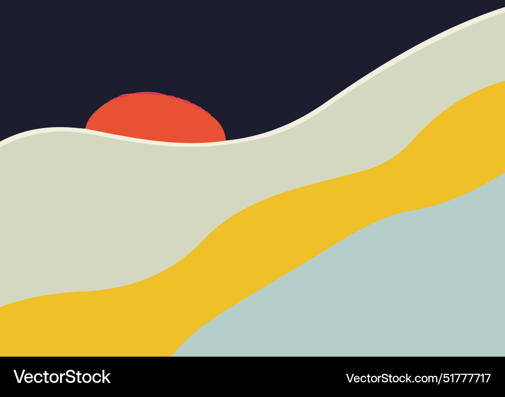 Minimalist sunset landscape Royalty Free Vector Image