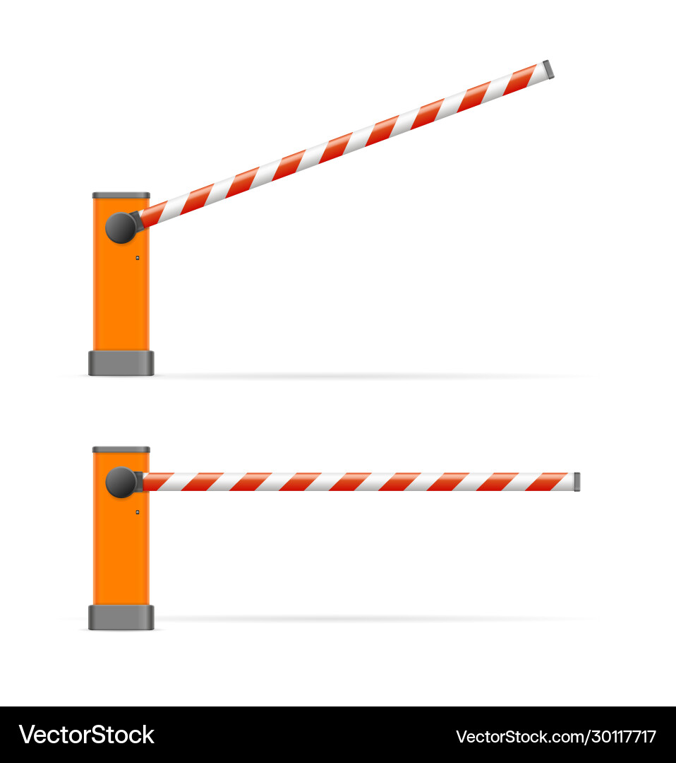 Realistic detailed 3d barrier gate set Royalty Free Vector