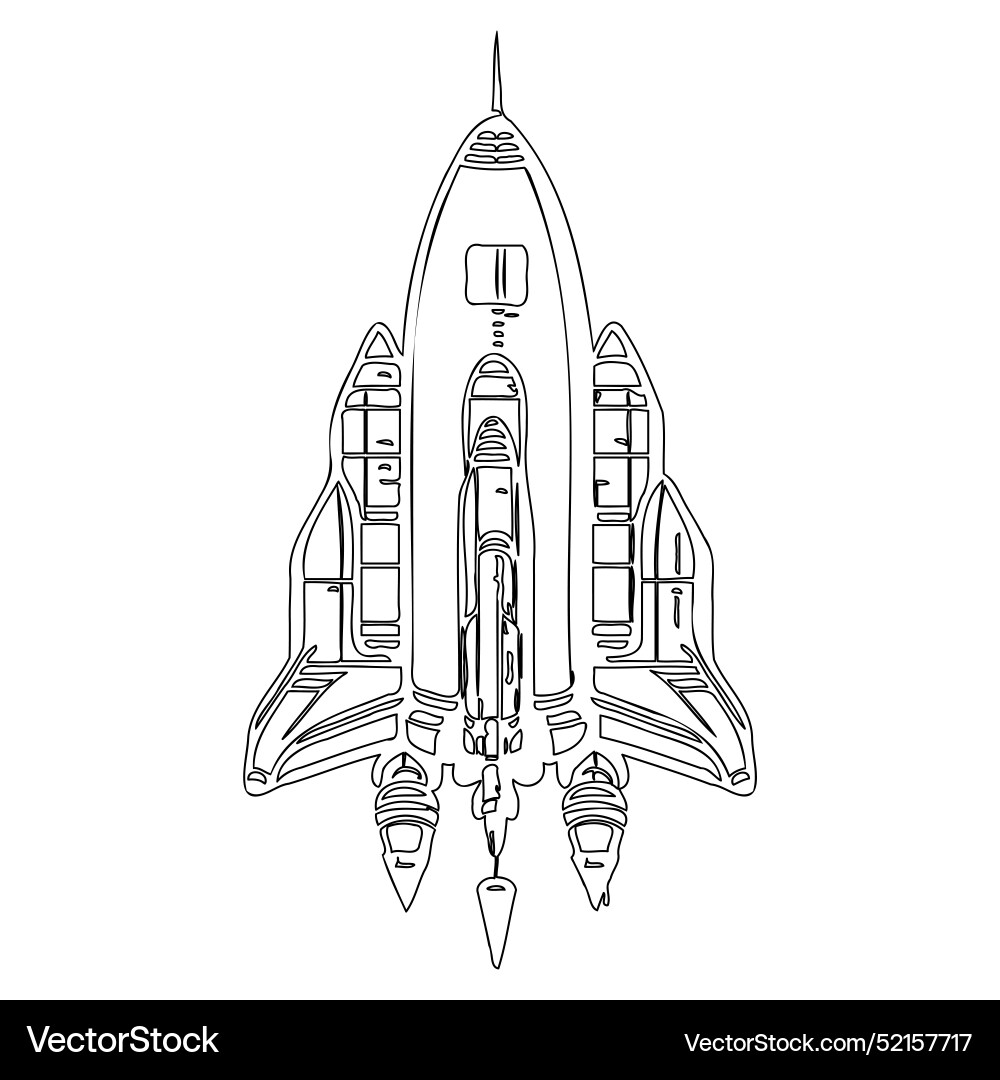 Space shuttle outline sketch Royalty Free Vector Image