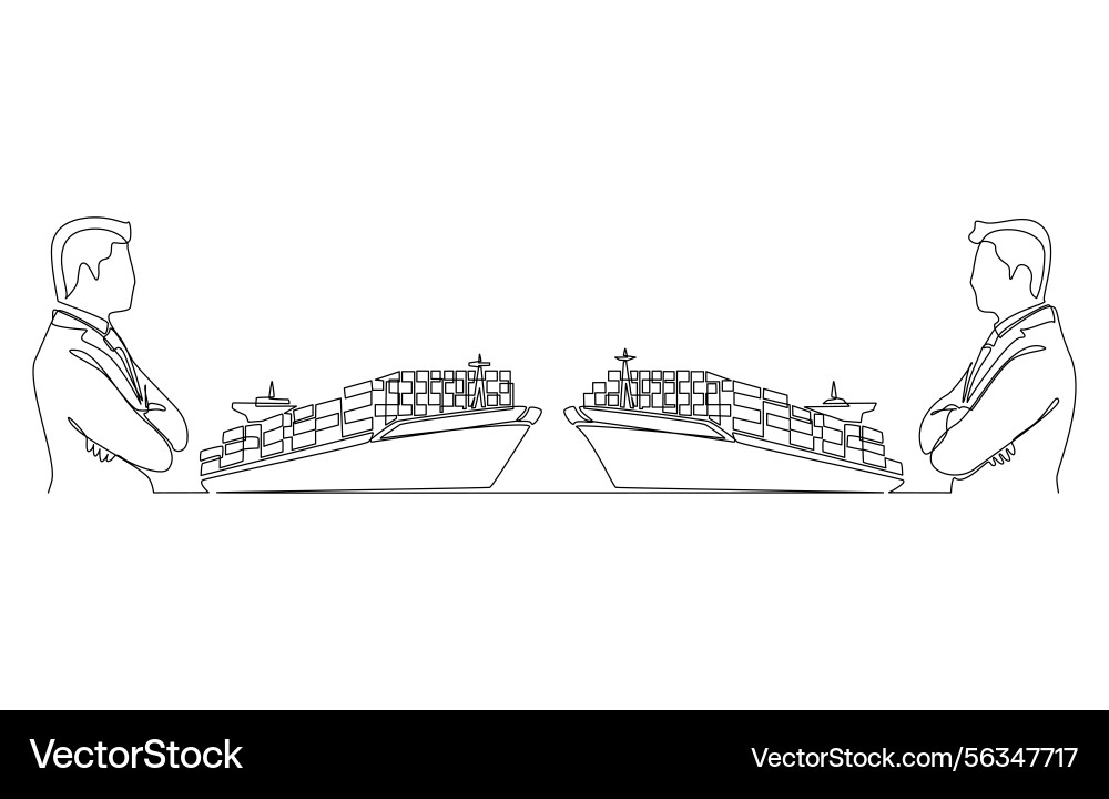 Two leaders with their ships facing each other Vector Image