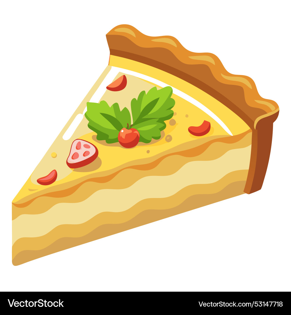 Delectable slice of quiche lorraine with a flaky Vector Image