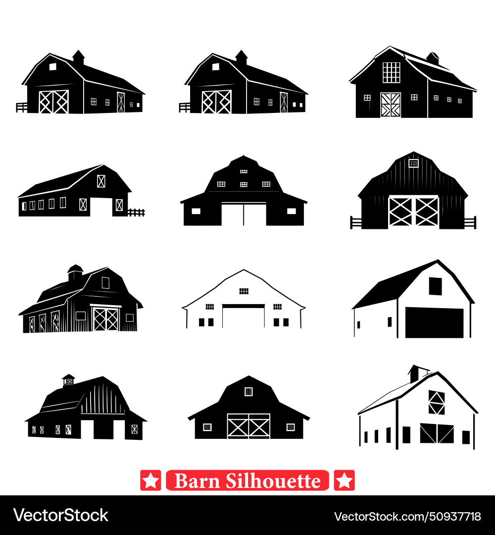 Farm finesse exquisite barn compilation Royalty Free Vector