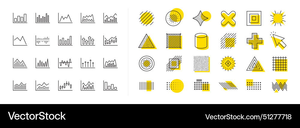 Financial chart line icons candle stick graph Vector Image