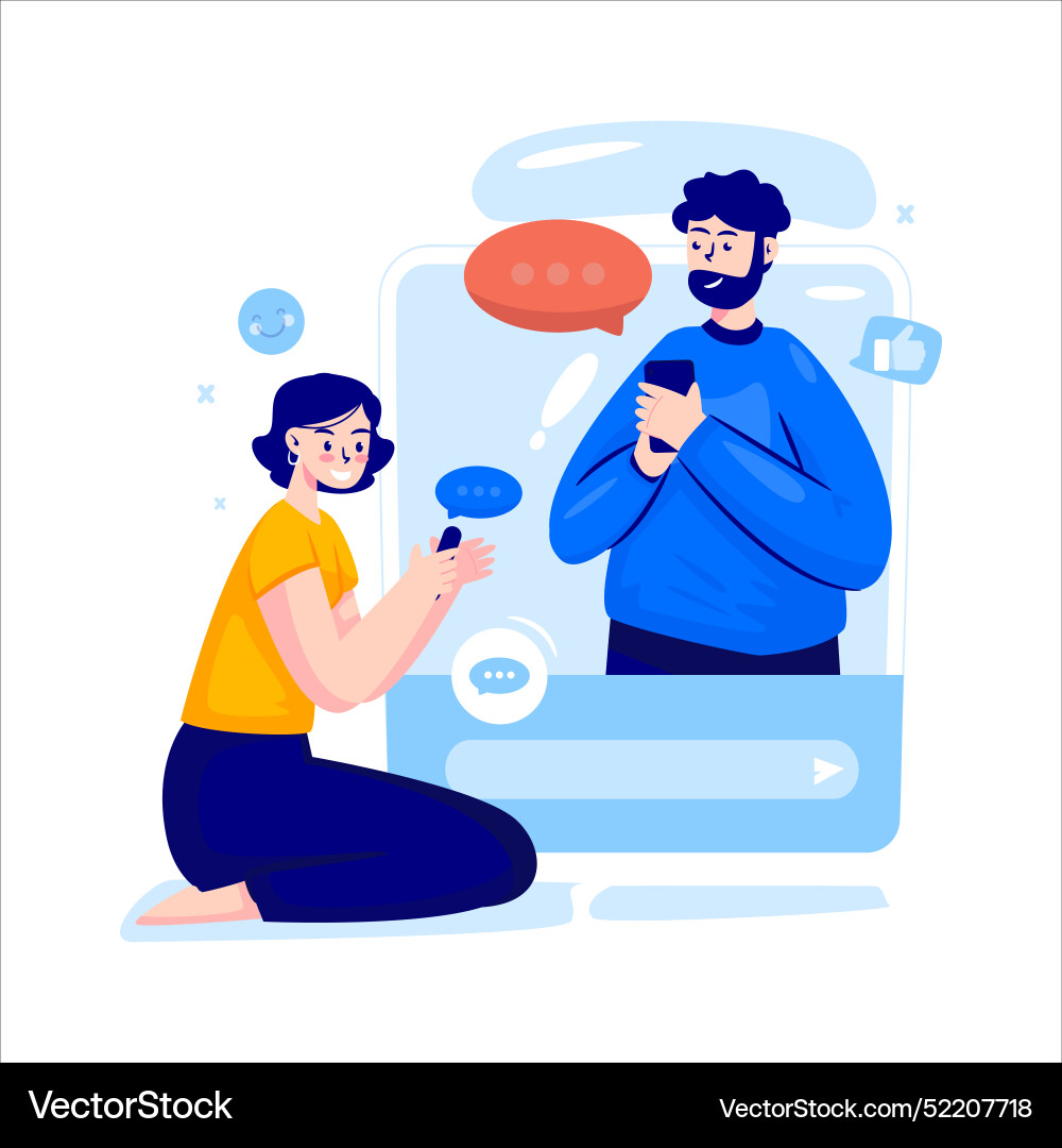 Leaving comment on social media Royalty Free Vector Image