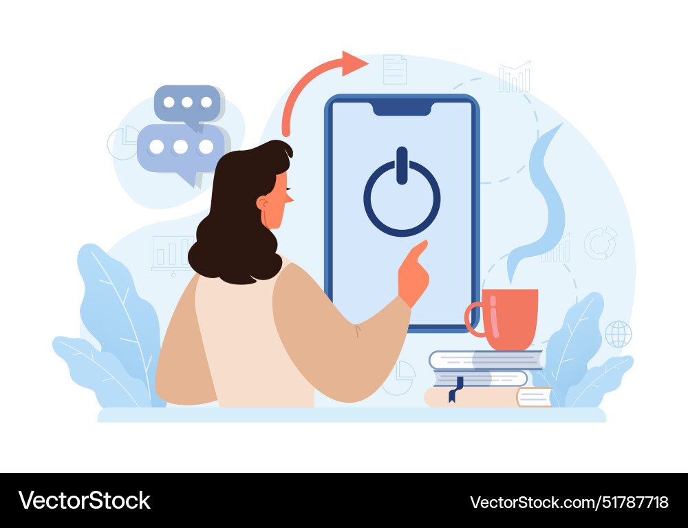 Modern wellbeing practice digital detox Royalty Free Vector