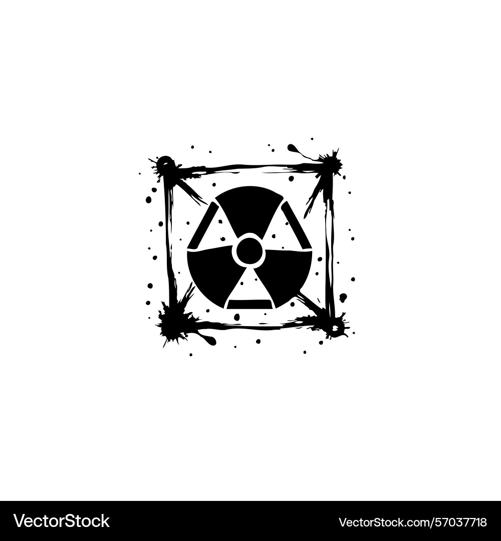 Radioactive hazard symbol in grunge square frame Vector Image