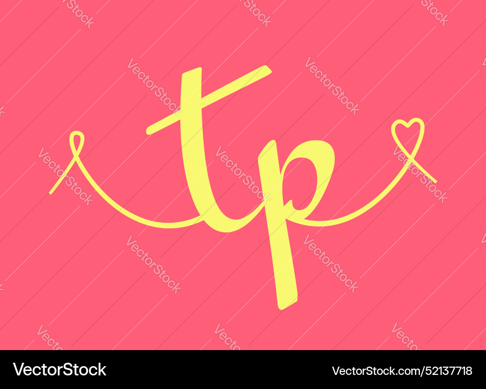Tp initial wedding monogram calligraphy hand Vector Image