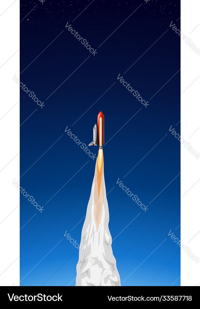 White shuttle take off with red booster Royalty Free Vector