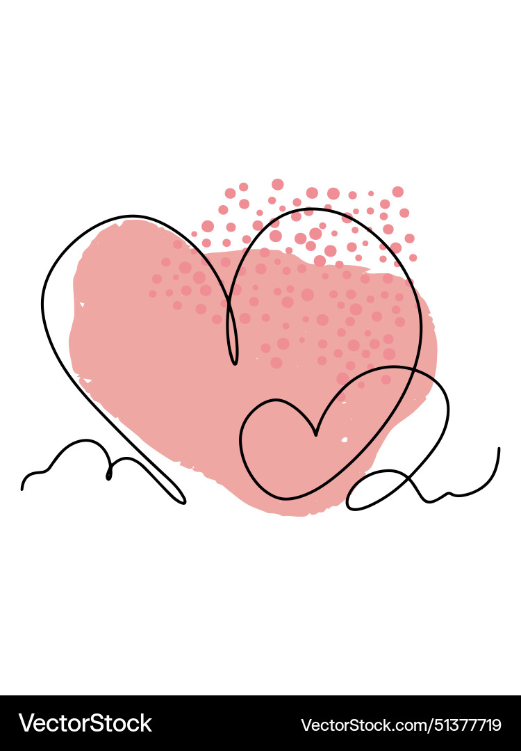 Hearts with abstract pink spots line art one Vector Image