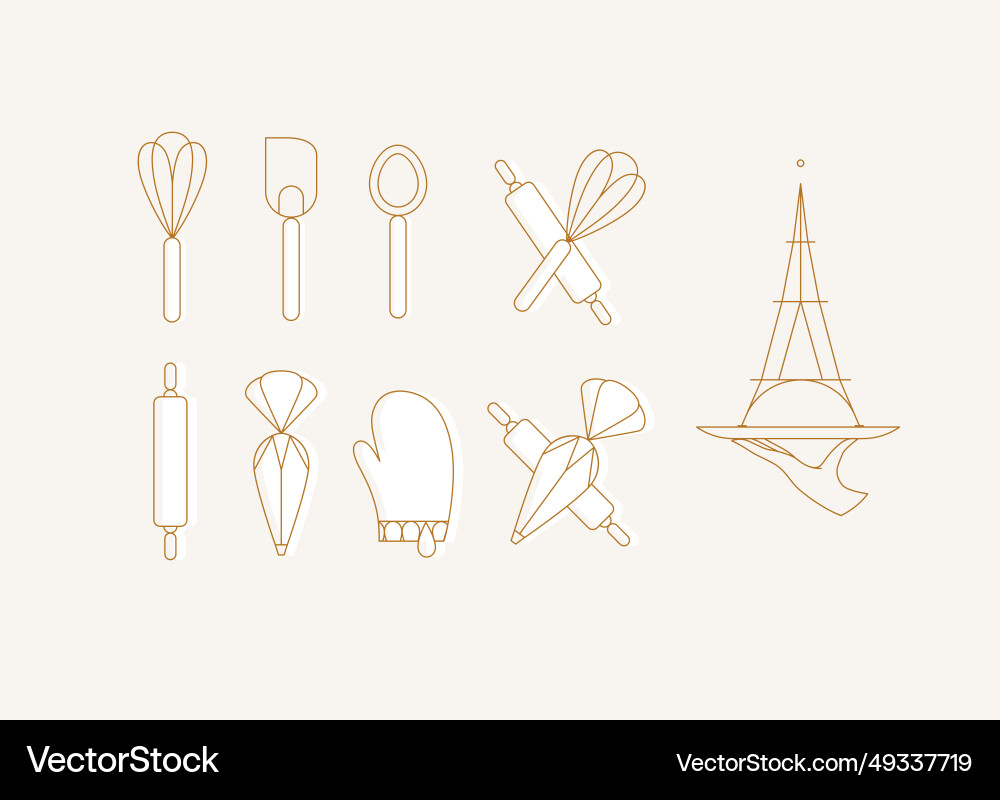 Kitchen utensils in art deco style to prepare Vector Image