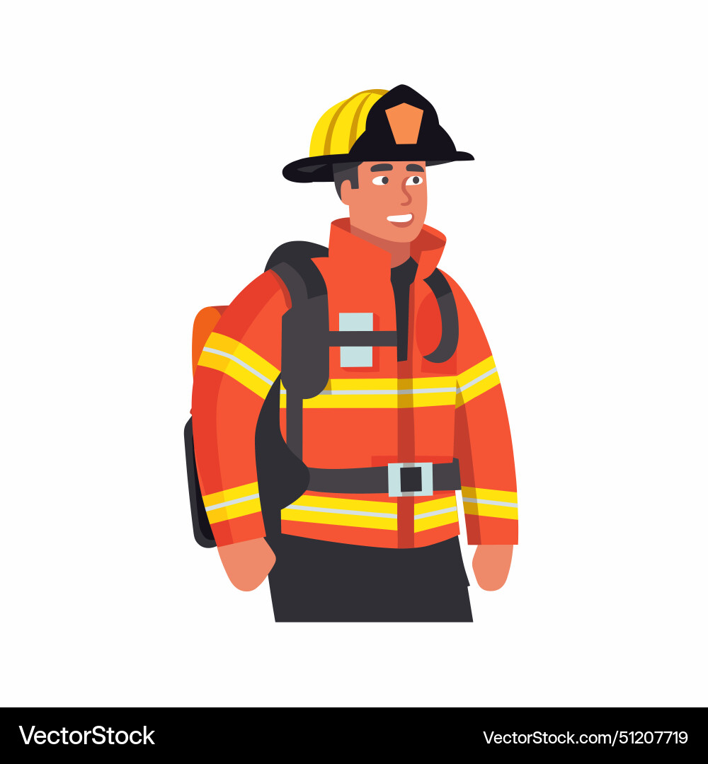 Male firefighter wearing helmet uniform Royalty Free Vector