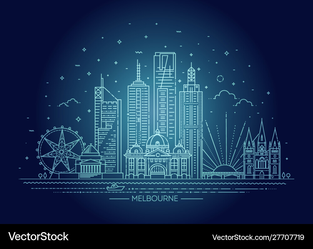 Melbourne australia city skyline Royalty Free Vector Image