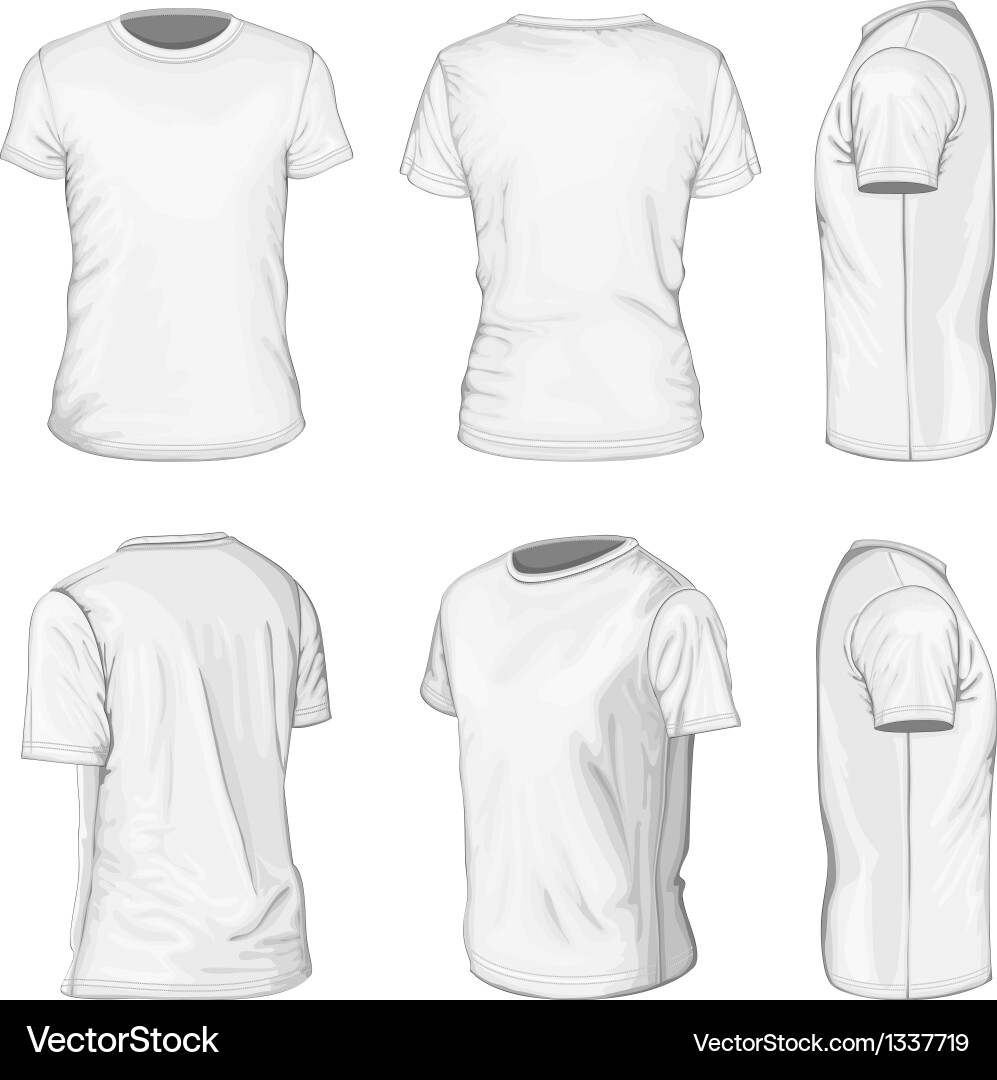 Men’s White T-Shirt Templates Royalty Free Vector