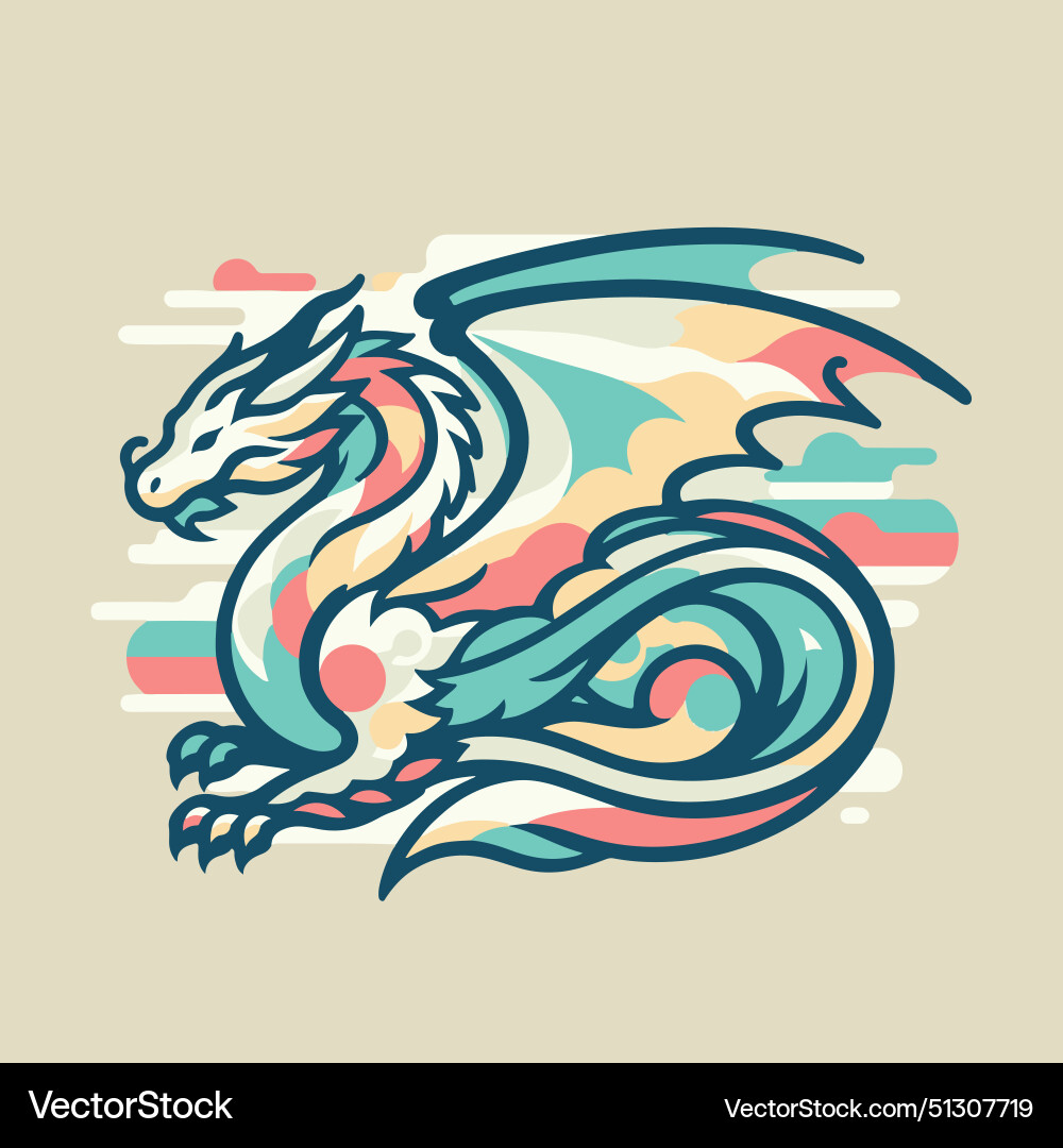 Multicolored dragon Royalty Free Vector Image - VectorStock