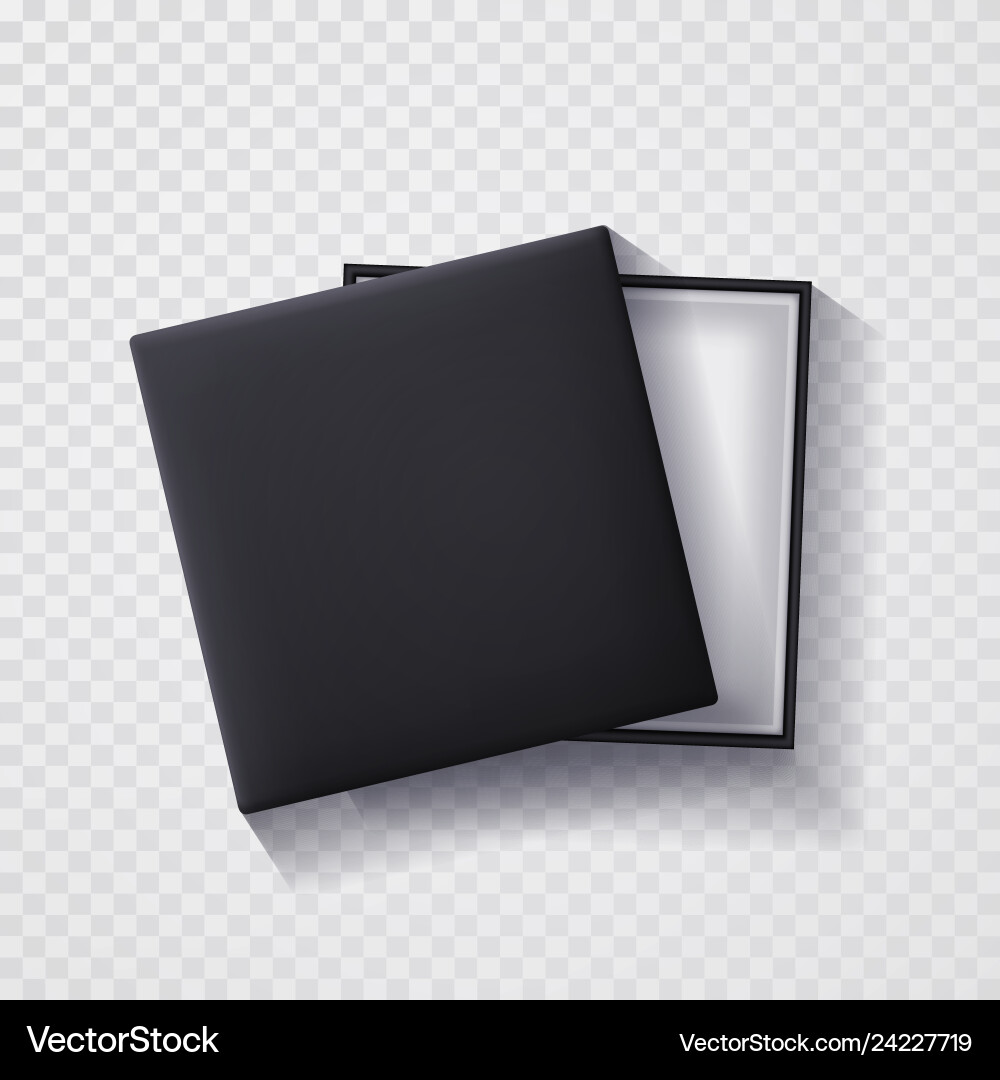 Open black empty gift box on transparent Vector Image
