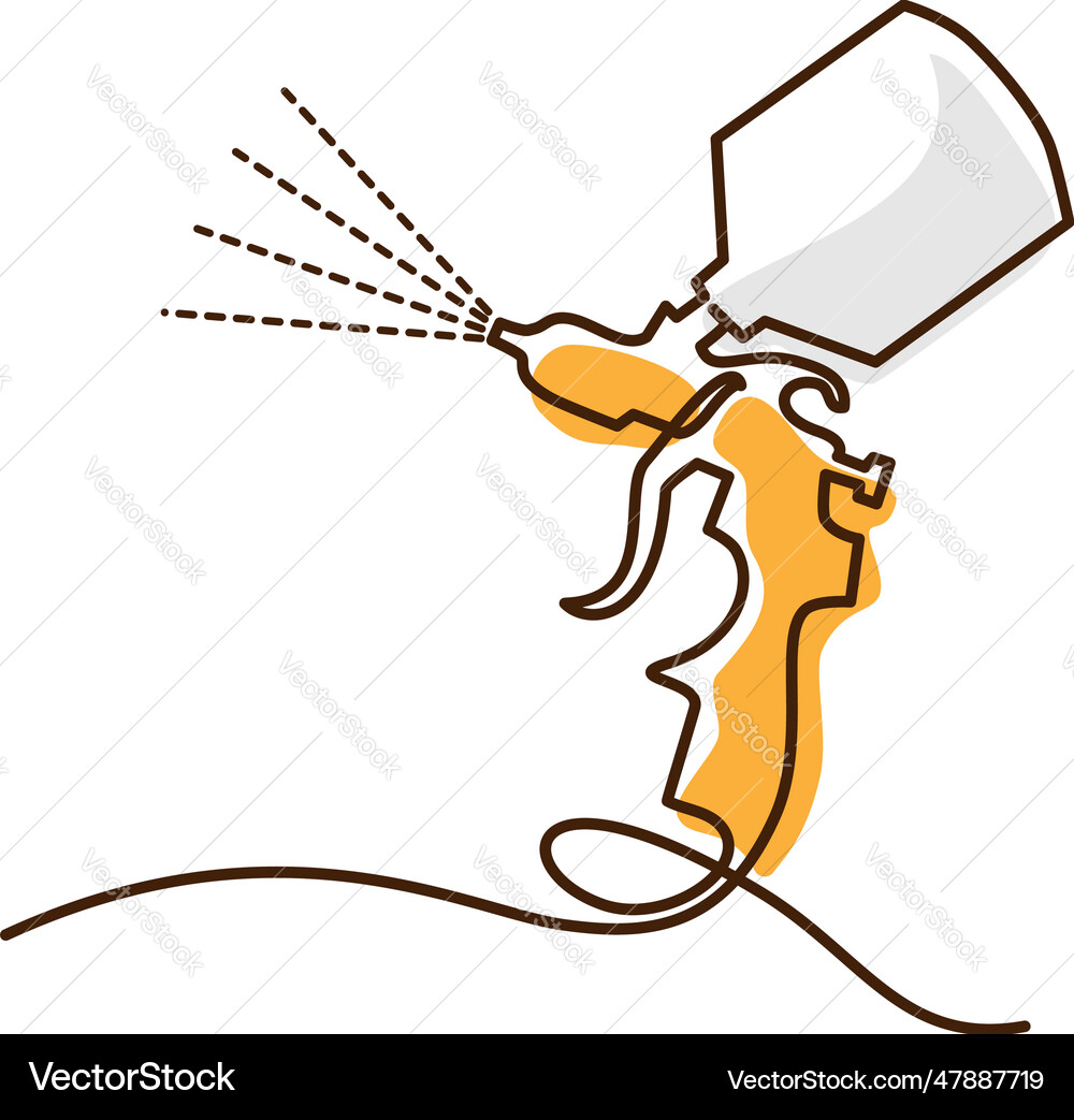 Paint gun with spray continuous one line drawing Vector Image