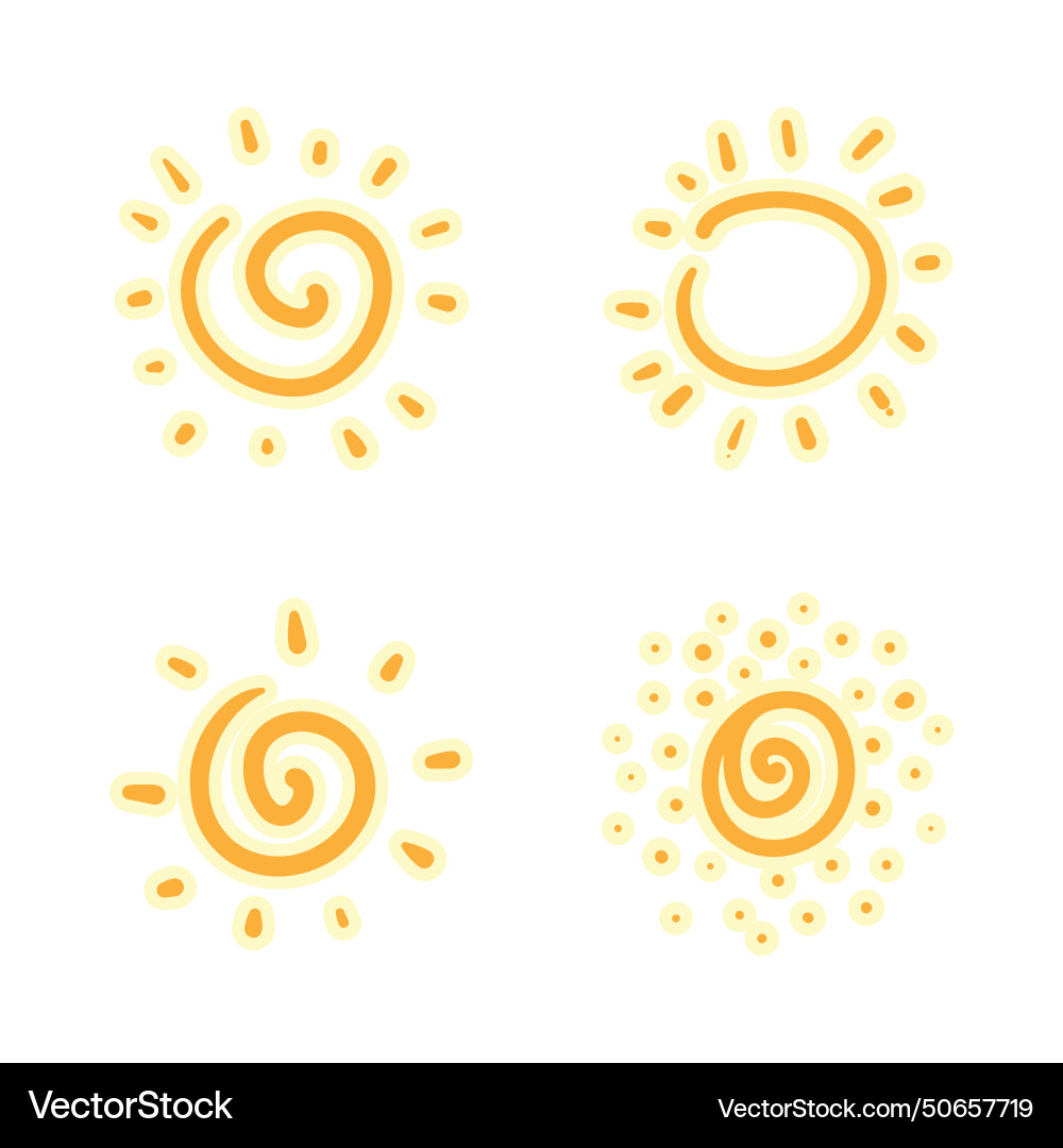 Radiant suns - hand-drawn doodle collection Vector Image