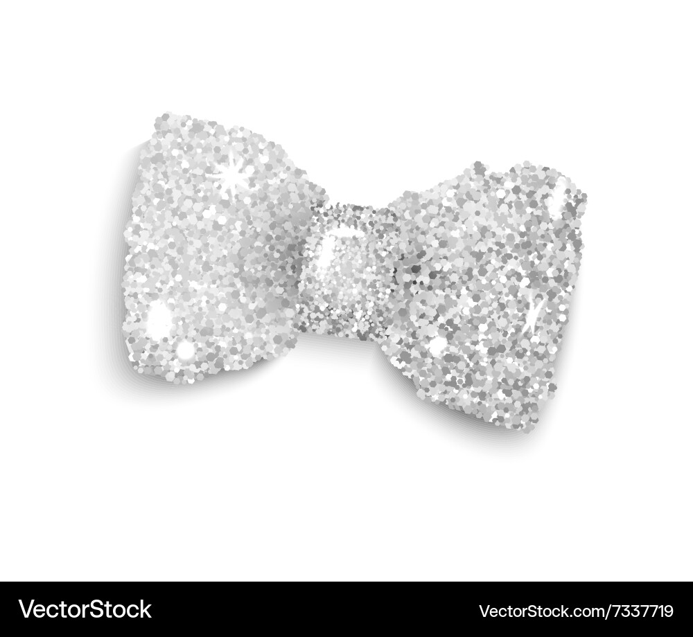 Silver sparkling glitter decorated bow trendy fash
