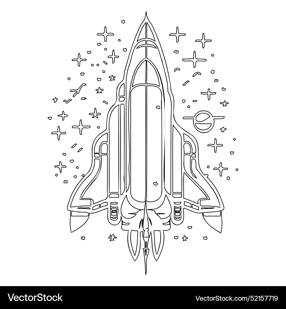 Space shuttle outline sketch Royalty Free Vector Image
