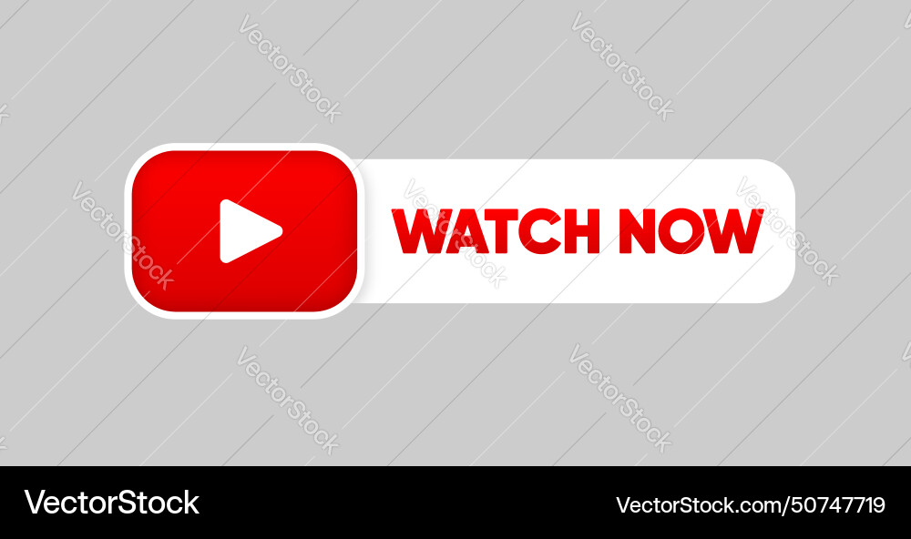 Watch now button in 3d design media content Vector Image