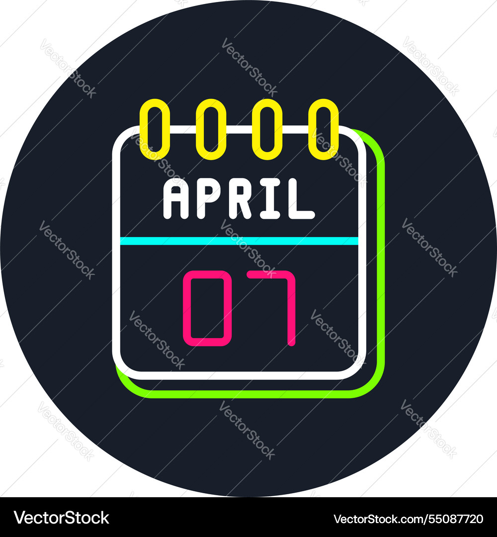 7 april line multi color icon Royalty Free Vector Image
