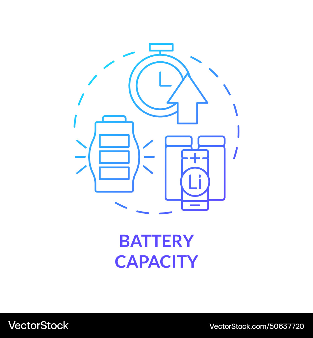 Battery capacity blue gradient concept icon Vector Image