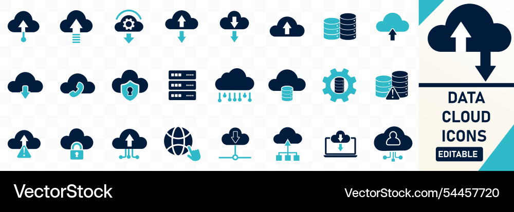 Cloud computing icons set Royalty Free Vector Image