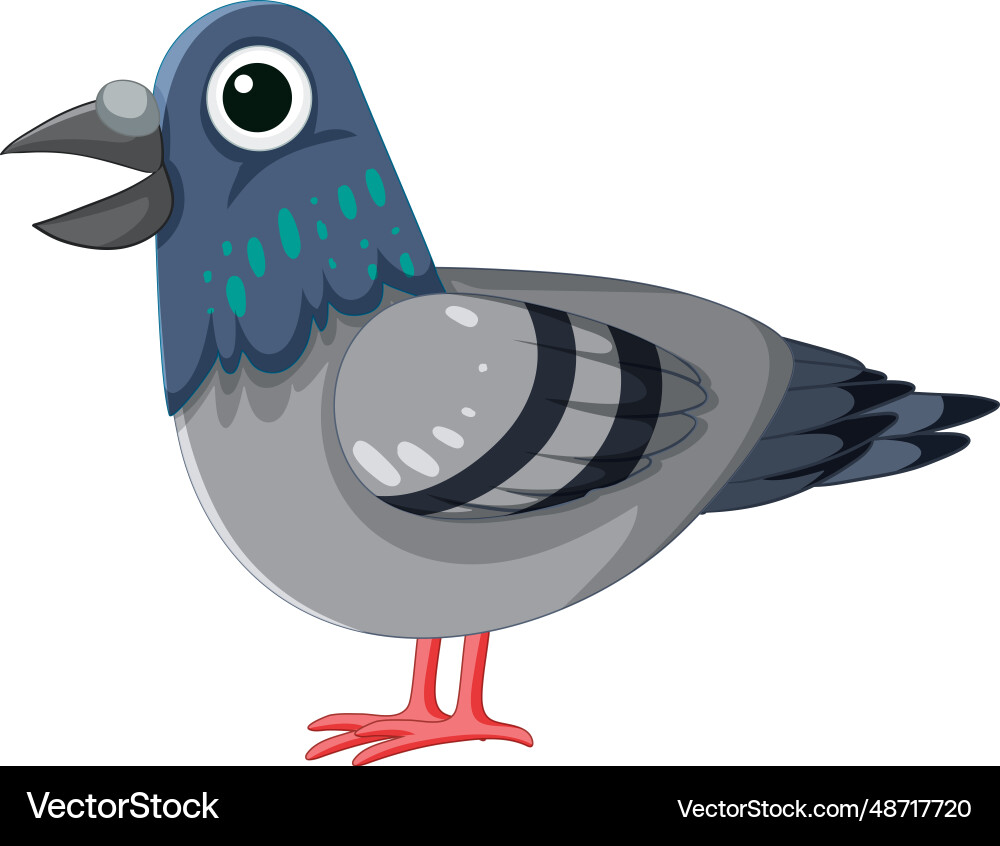 Cute pigeon bird cartoon character standing Vector Image