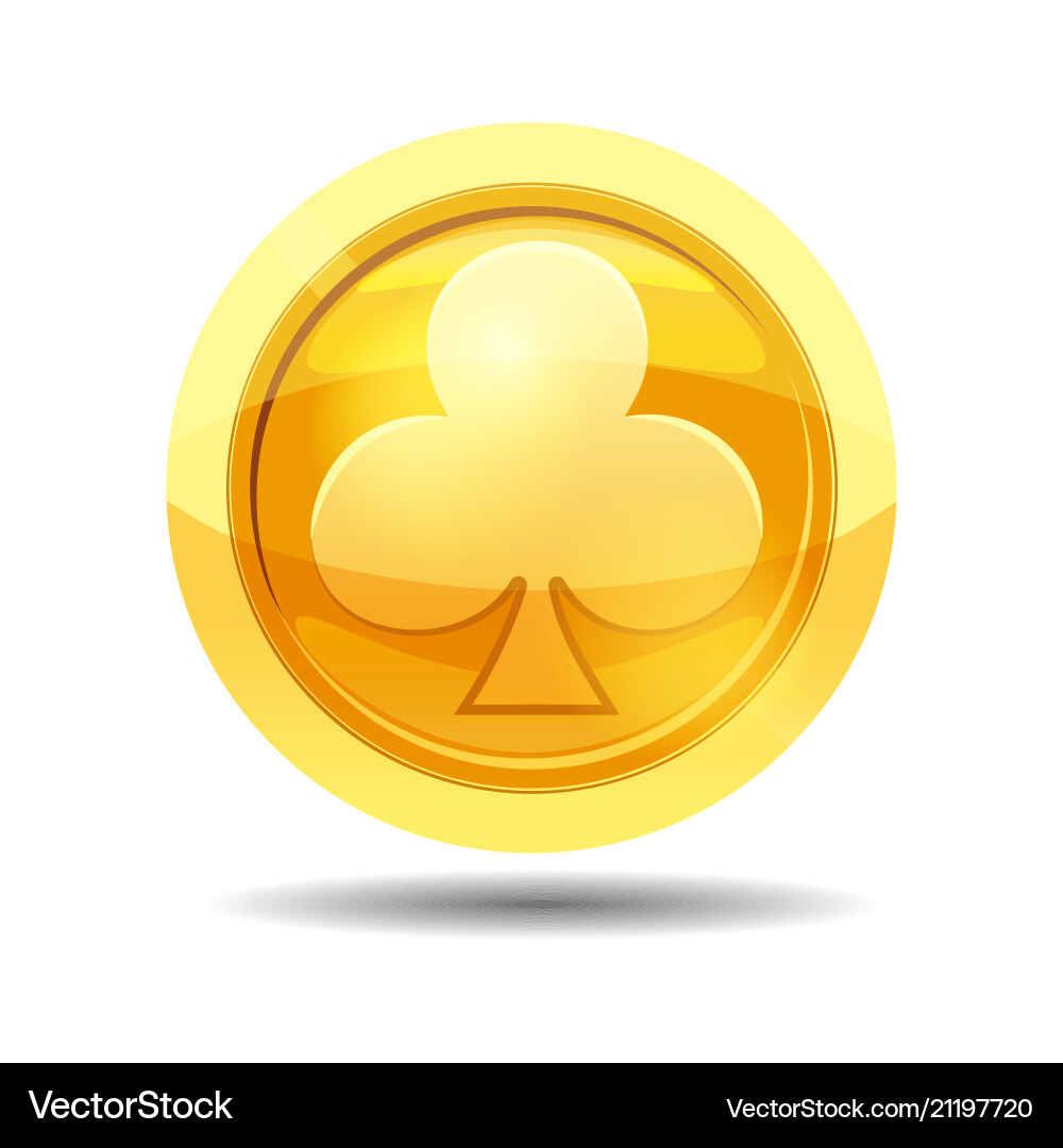 Game coin with clubs interface gold Royalty Free Vector