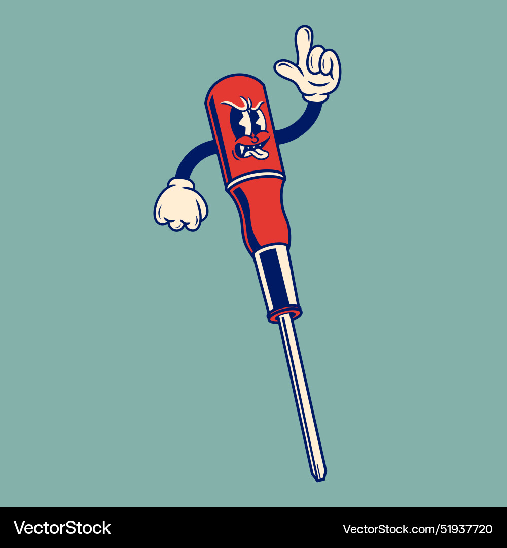 Retro character design of a screwdriver Royalty Free Vector