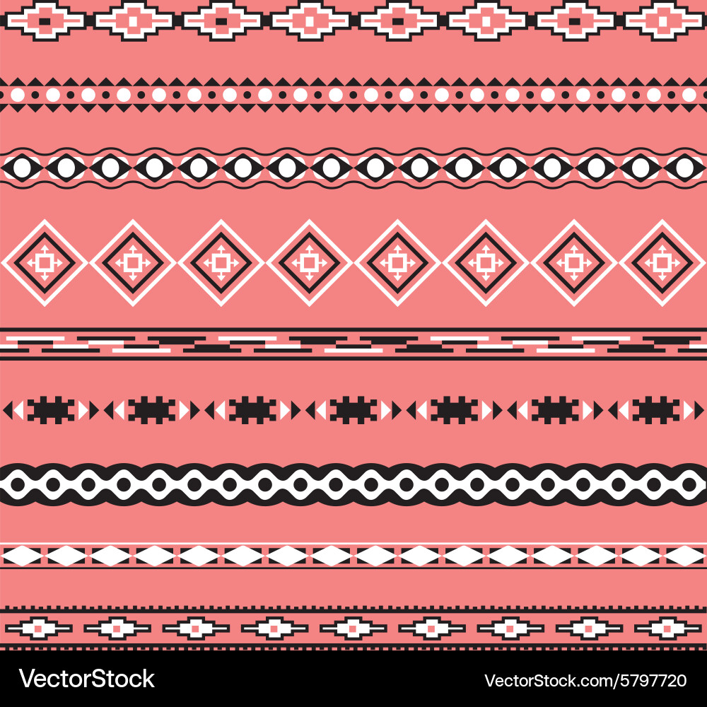 Seamless pattern borders tribal set Royalty Free Vector
