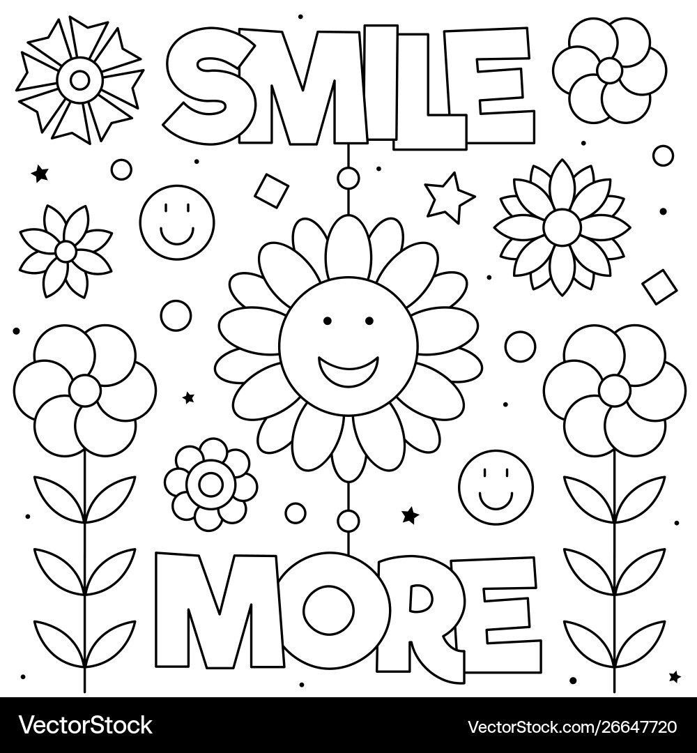Smile more coloring page black and white Vector Image