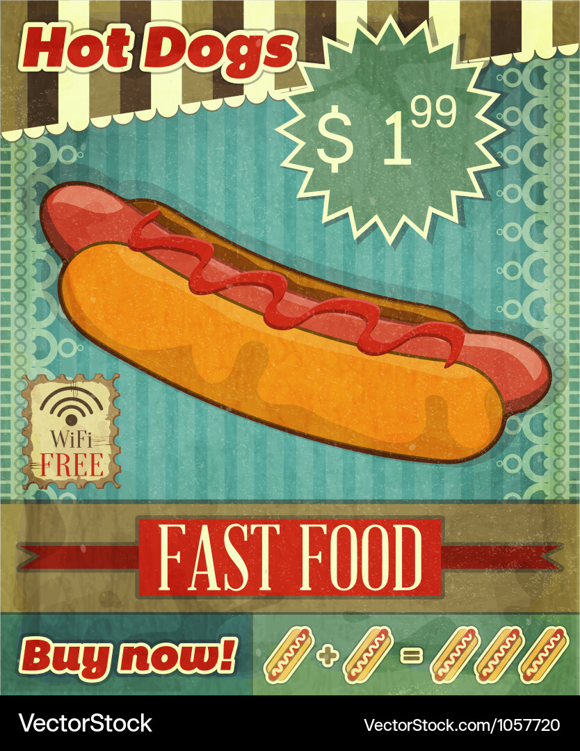Vintage Hot Dog Menu Royalty Free Vector Image