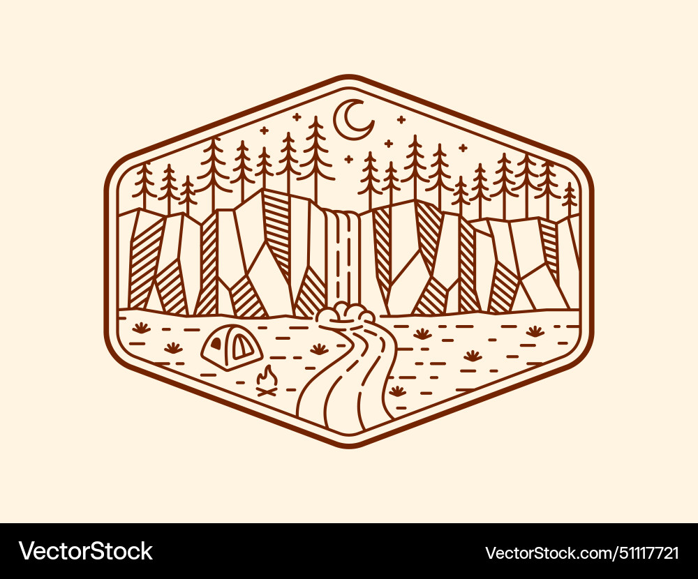 Beautiful nature line art template Royalty Free Vector Image