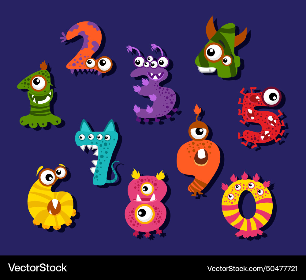 Cartoon funny numbers or comic digits set Vector Image