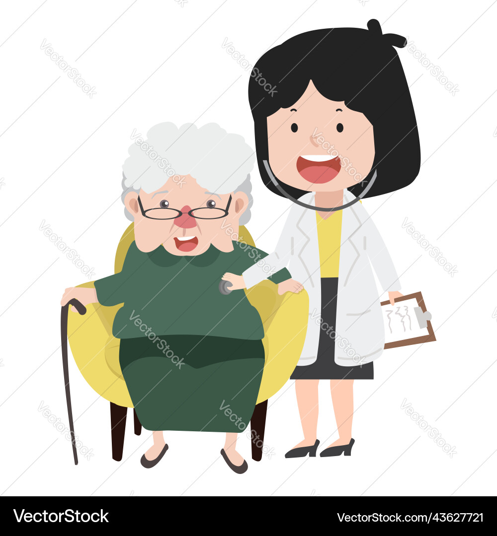 Elderly checkup with doctor cartoon Royalty Free Vector