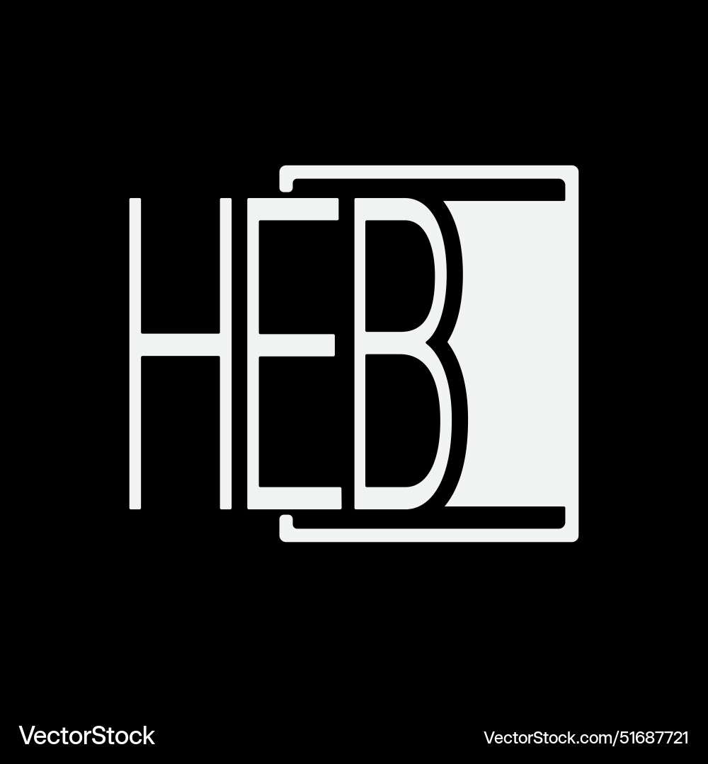 Heb logo design simple template arts Royalty Free Vector