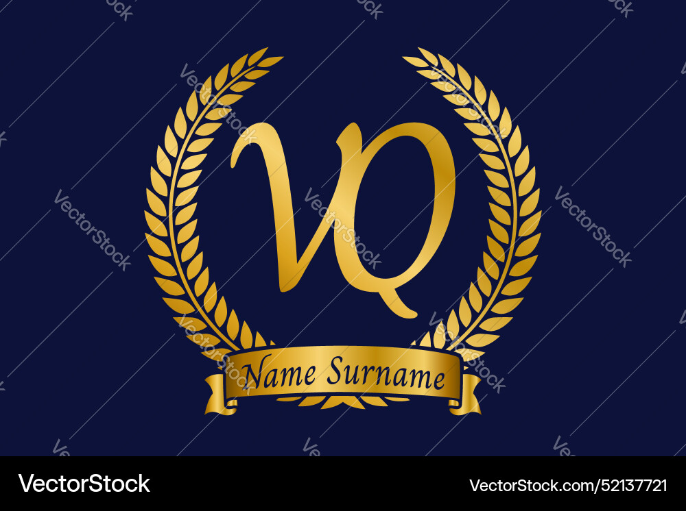 Initial letter v and q vq monogram logo design Vector Image
