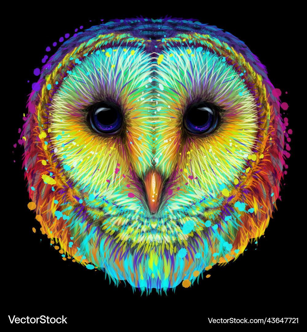 Neon Barn Owl Portrait Royalty Free Vector Image