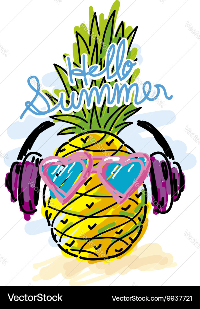 Pineapple Summer Music Vibes Royalty Free Vector Image