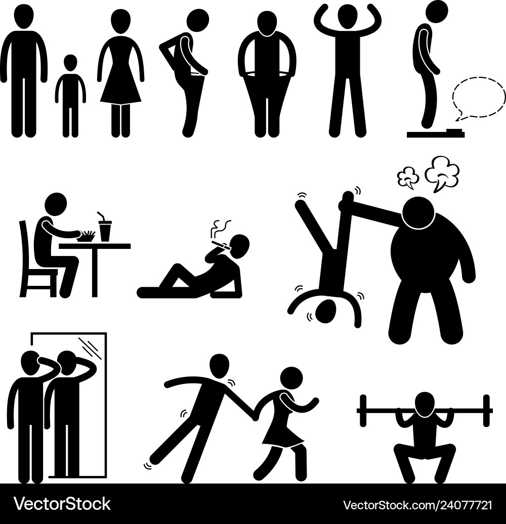 Thin Man Pictograms - Weakness & Health Vector Image