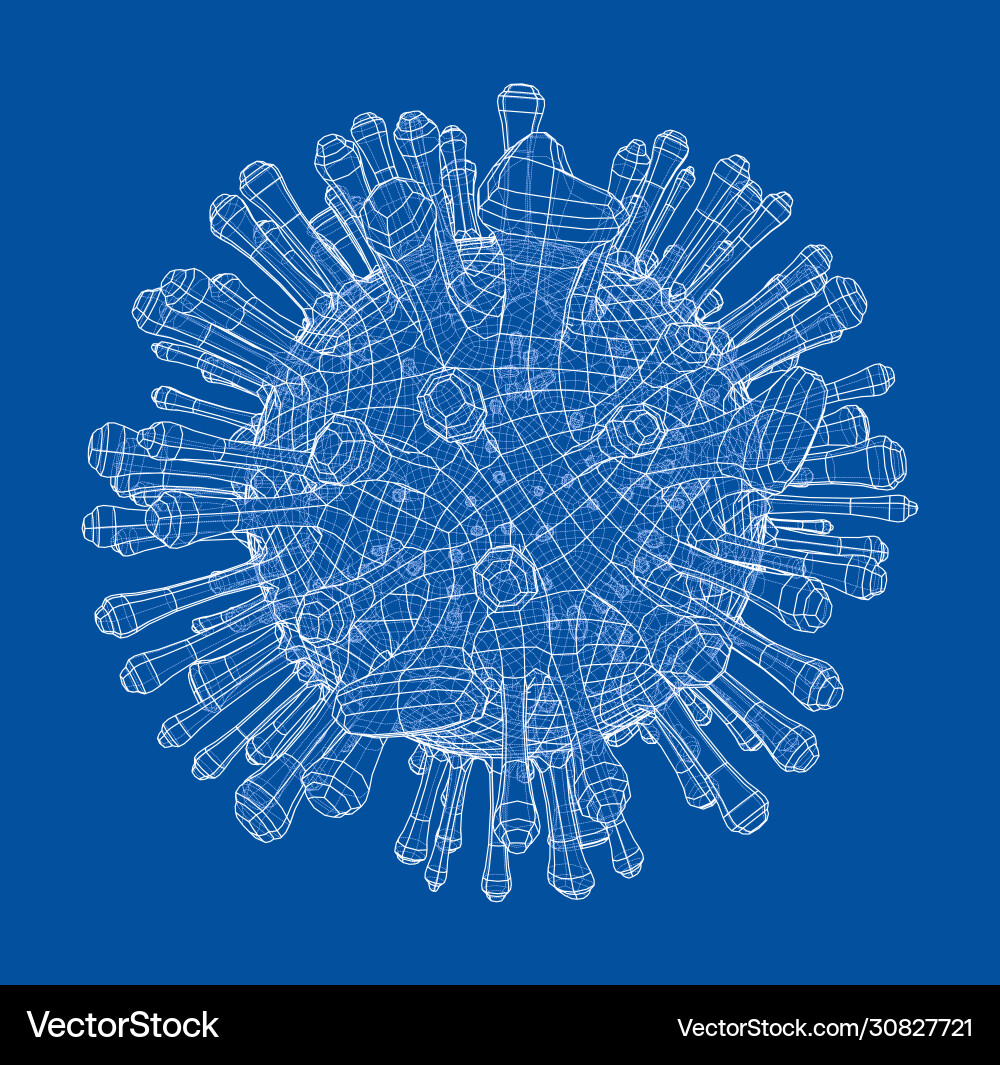 Wire-frame model a virus Royalty Free Vector Image