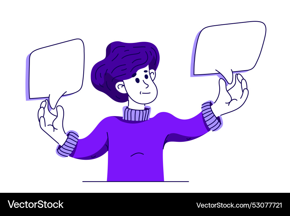 Young man choosing between two options Royalty Free Vector Young man choosing between two options Royalty Free Vector