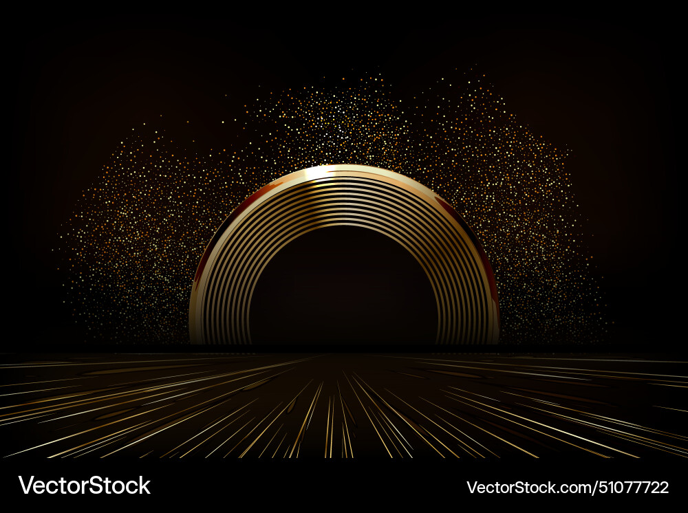Abstract golden ring with light lines background Vector Image