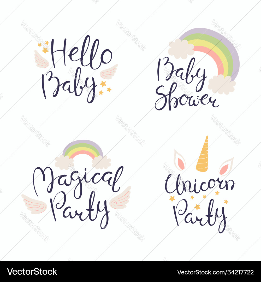 Baby shower quotes set Royalty Free Vector Image