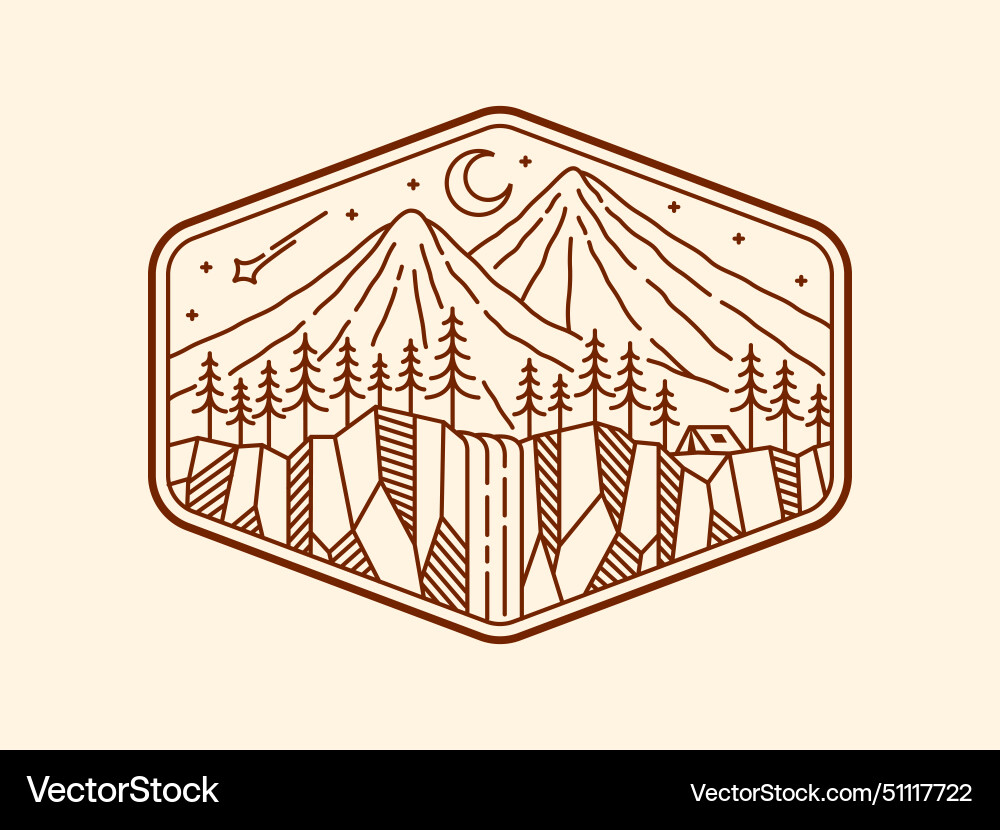 Beautiful nature line art template Royalty Free Vector Image