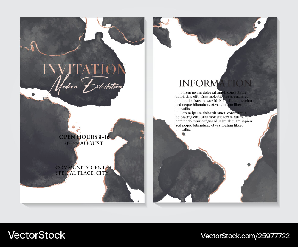 Black golden invitation template gold marble Vector Image
