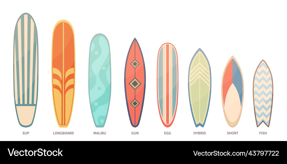 Colorful Surfboard Set - Diverse Styles Royalty Free Vector